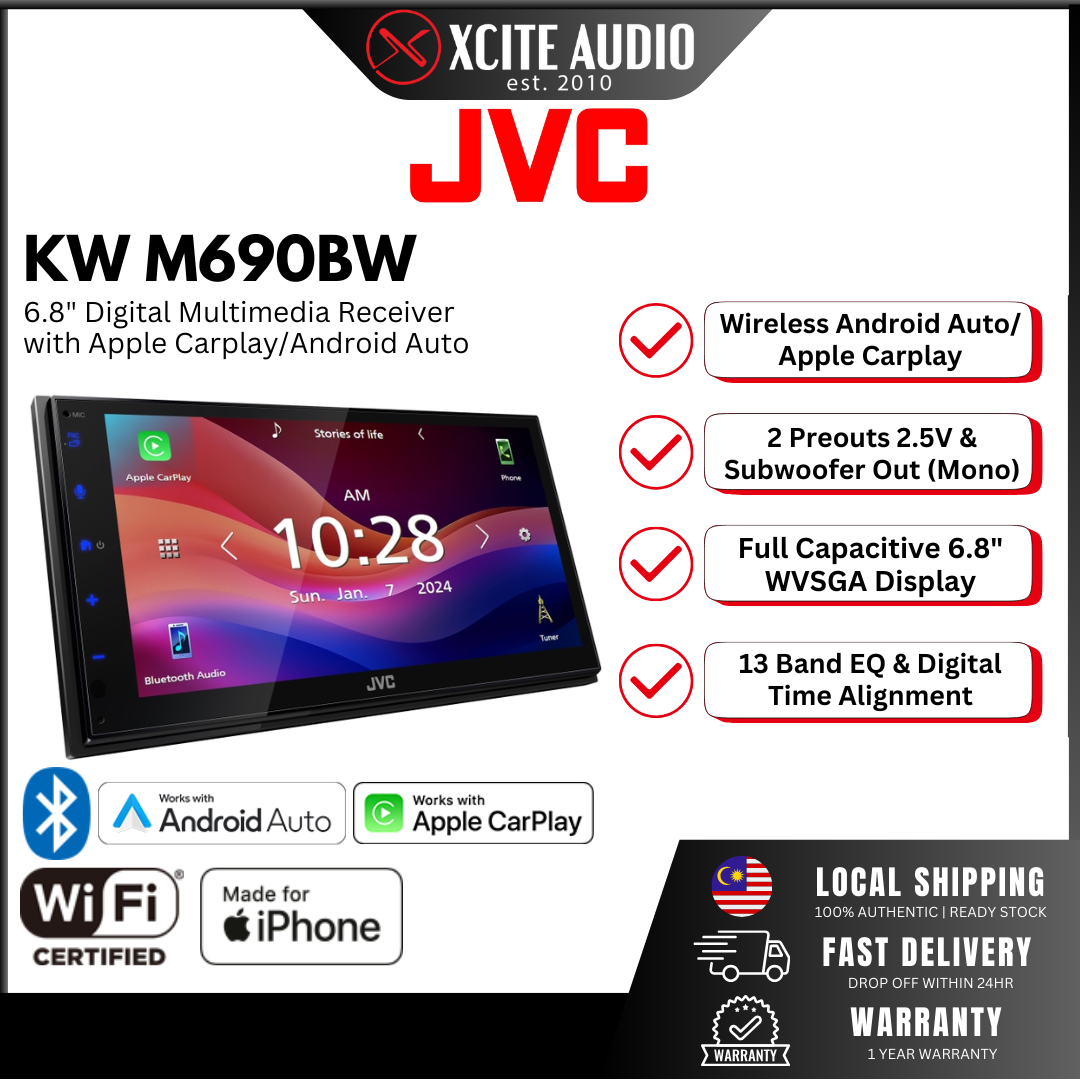 JVC KW M690BW - 6.8" Digital Multimedia Receiver with Apple Carplay/An ...