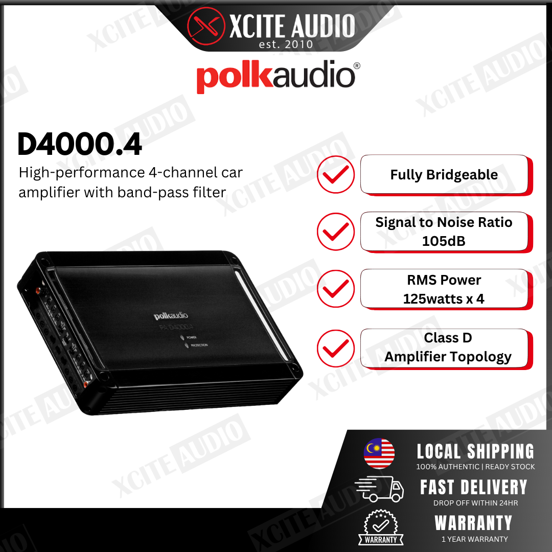 POLK AUDIO D4000.4 - Class D Four Channel High Power Car Amplifier ...