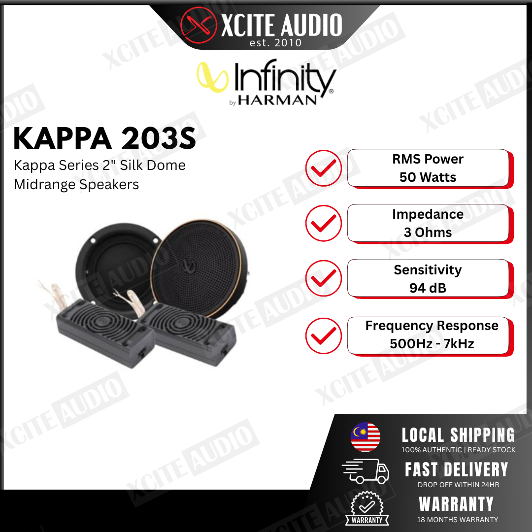 Infinity Kappa 203S Kappa Series 2" Silk Dome Midrange Speakers – Xcite ...