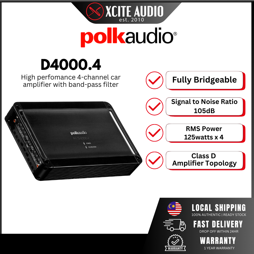 POLK AUDIO D4000.4 - Class D Four Channel High Power Car Amplifier ...