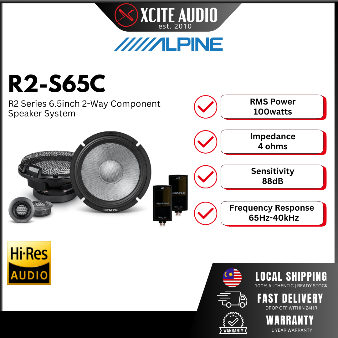 Alpine R2-S65C Next-Generation R-Series 6.5" 2-Way Car Component Speak ...